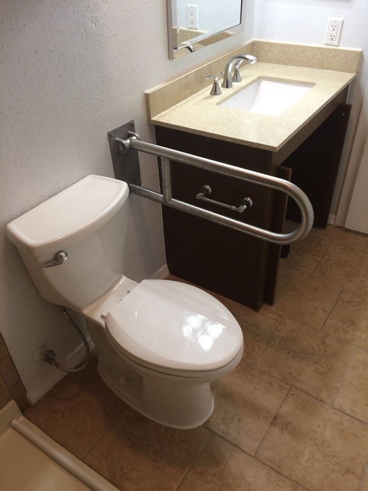 ADA Commode, Flip Up Safety Bar & Wheel Chair Accessible Vanity ...
