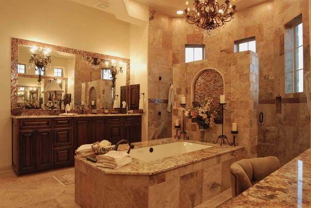 Anaqua Springs - Custom Mediterranean - Méditerranéen - Salle de Bain ...