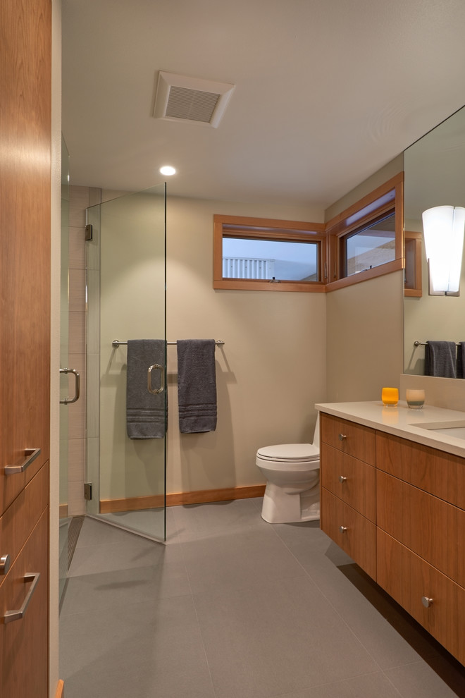 Another view of the master bathroom with zero-barrier shower entry ...