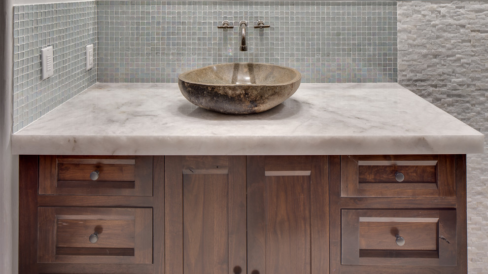 Backlit Miterfolded Quartzite project - Modern - Bathroom - New Orleans ...