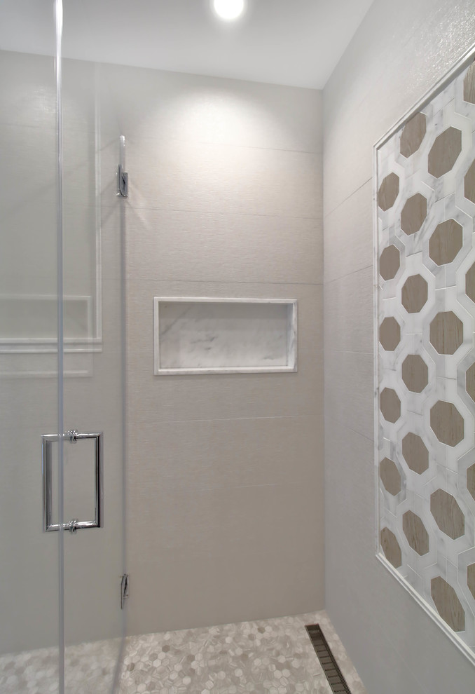 Bathroom in Greige: Shower Enclosure - Transitional - Bathroom - New ...
