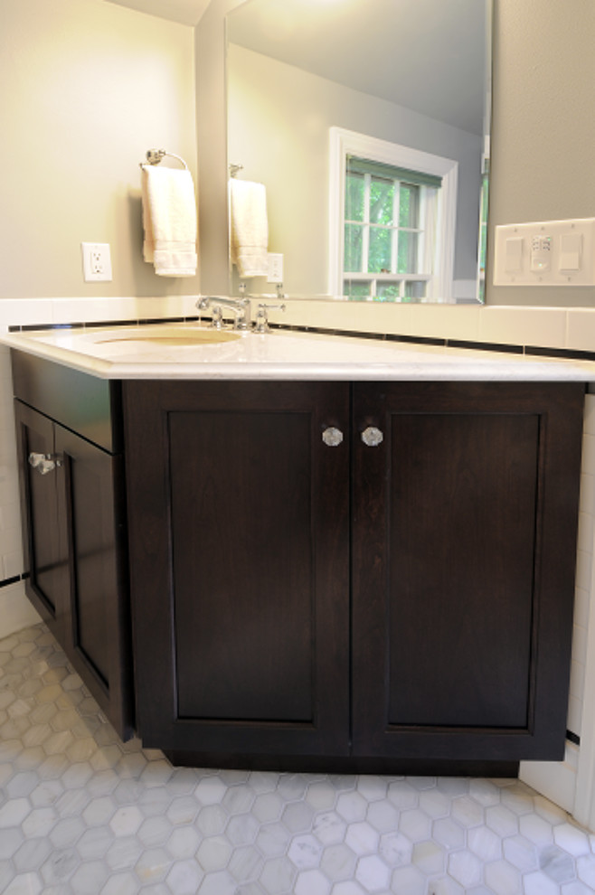 Bathroom Vanity with Angled Cabinet To Maximize Storage - Traditional ...