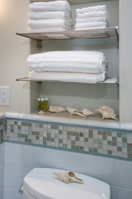 Bathroom with Towel Niche and Chrome Shelves Contemporary Bathroom San Francisco by Bill Fry Construction Wm. H. Fry Const. Co. Houzz IE