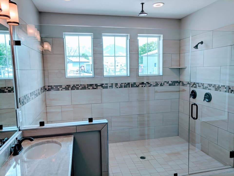 Beautiful master shower surround with listello - Modern - Bathroom ...