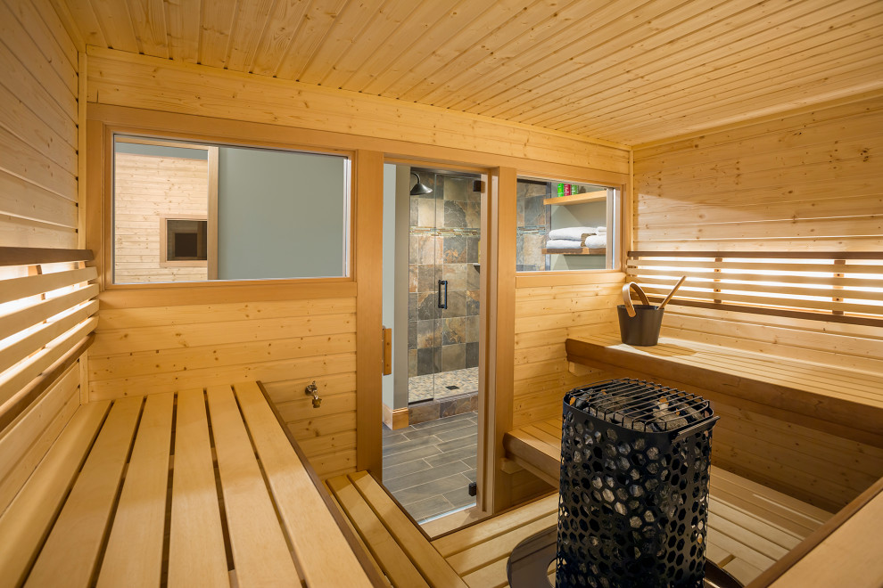 Beautiful Sauna & Home Gym Including Shower, Bathroom & Changing Area - Traditional - Bathroom ...