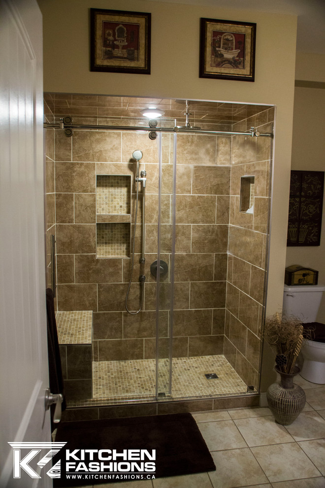 Beautiful Walk-in Tile Shower with seat - Contemporary - Bathroom ...
