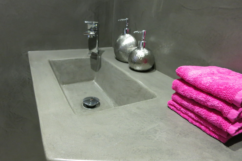 Bespoke Beton Cire Sink, Walls & Floor - Contemporary - Bathroom ...