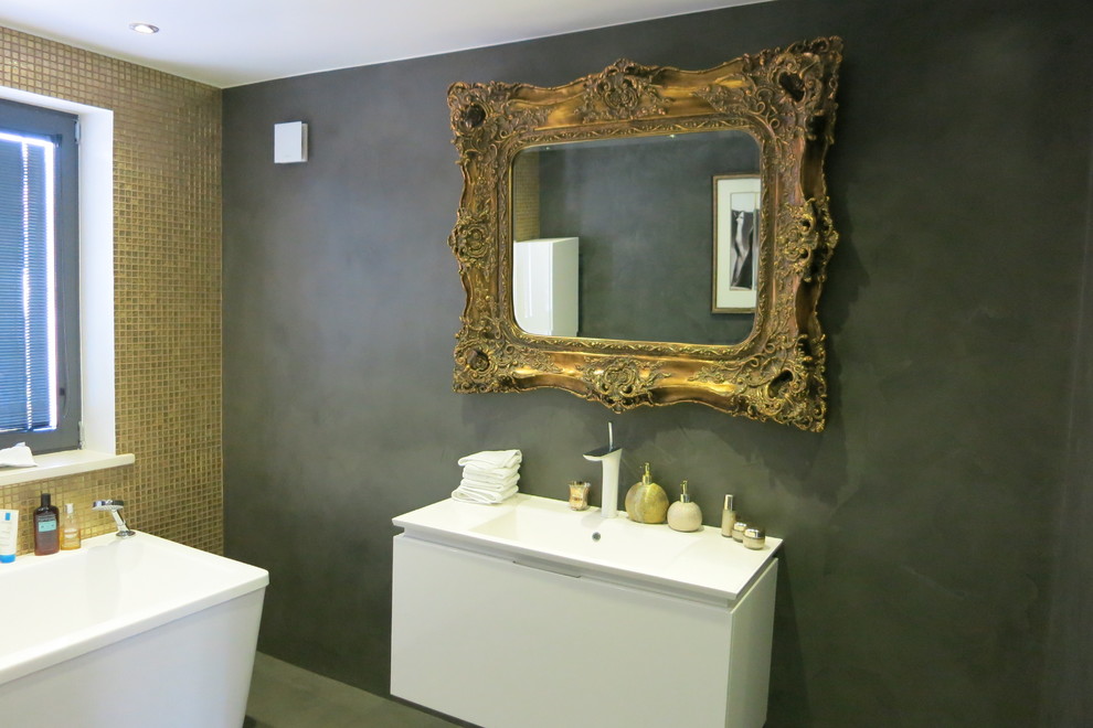 Beton Cire Designer Walk-in Shower and Bathroom - Contemporary ...