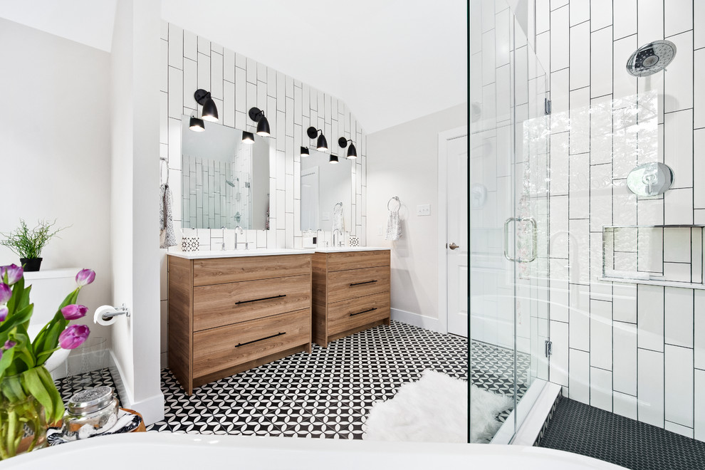 Black & White Master Bath - Midcentury - Bathroom - Philadelphia - by ...