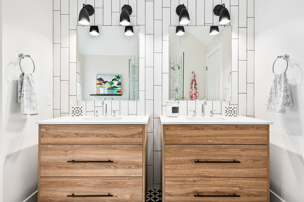 Black & White Master Bath - Midcentury - Bathroom - Philadelphia - by ...