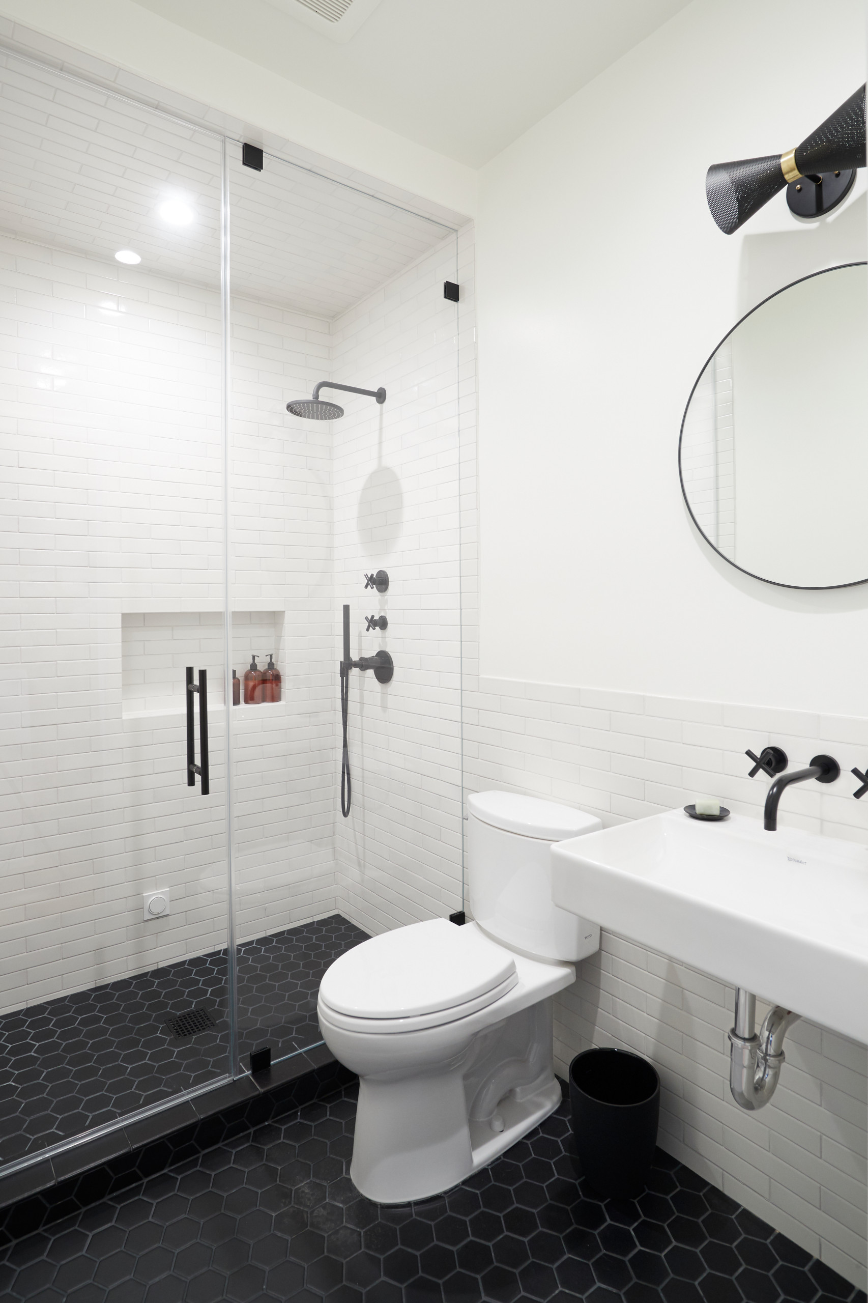White Ceramic Tile Shower