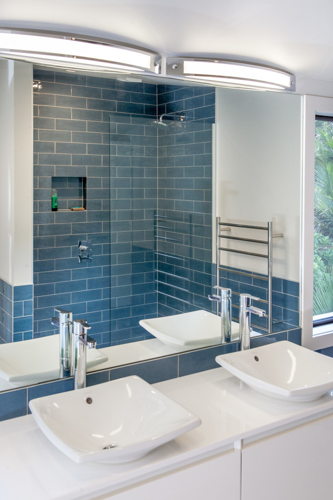 Blue Subway Tile Bathroom - Contemporary - Bathroom - Auckland - by ...