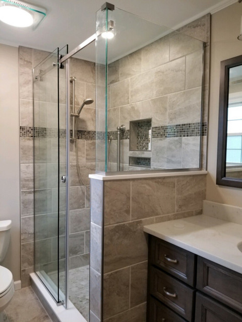 Bypass Slider With Notch Panel Bathroom Other By The Shower Door