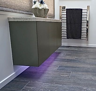 CABINETRY - floating console with LED toe-kick lighting - Contemporary - Bathroom - San ...