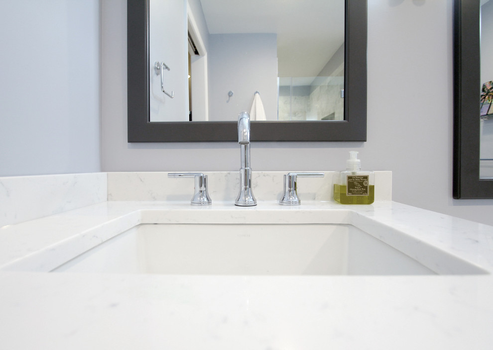 Carrara Marble Undermount Sink and Counter - Modern - Bathroom ...