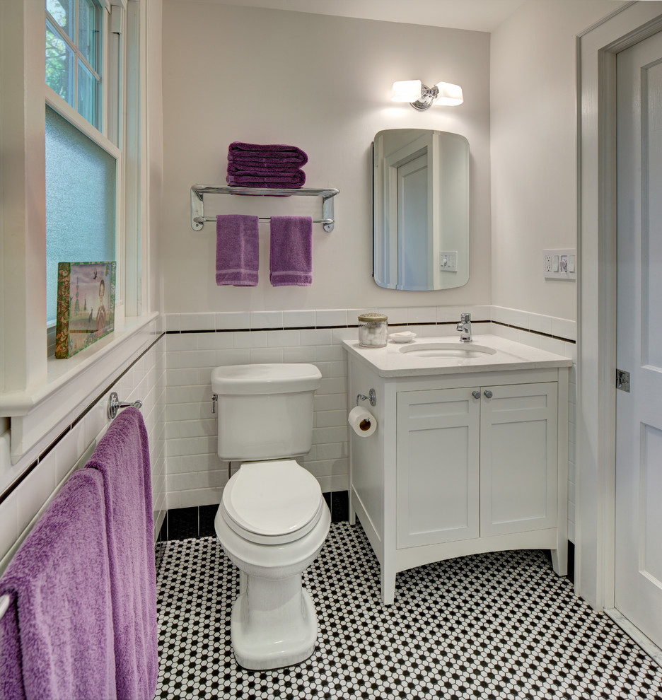 Charming vintage black & white bath - Craftsman - Bathroom - New York ...