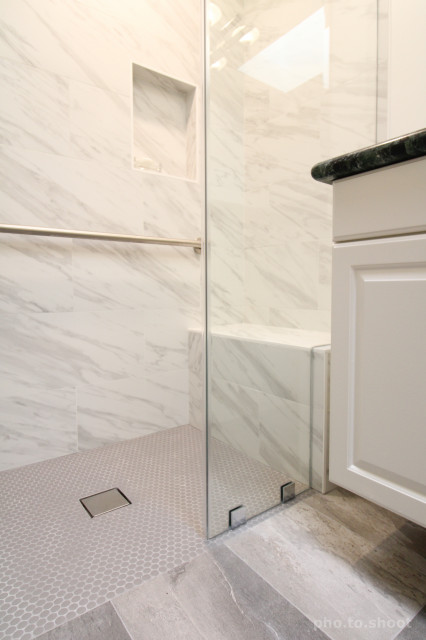 Shower with Shower Bench and Safety Handles/Bars - Modern - Bathroom ...