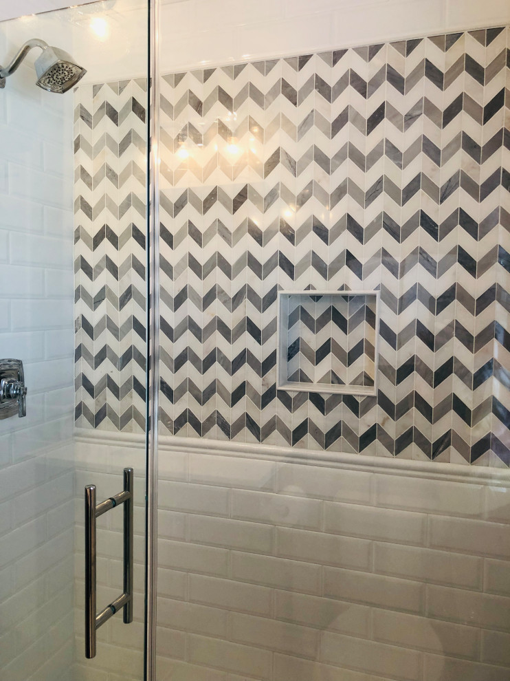 Chevron Tile Kids Bath - Transitional - Bathroom - Chicago - by Leslie ...