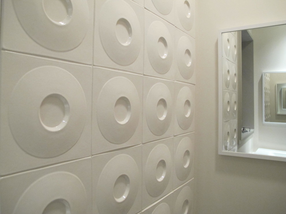 Circular wall tiles in a modern home - Modern - Bathroom - Cleveland ...