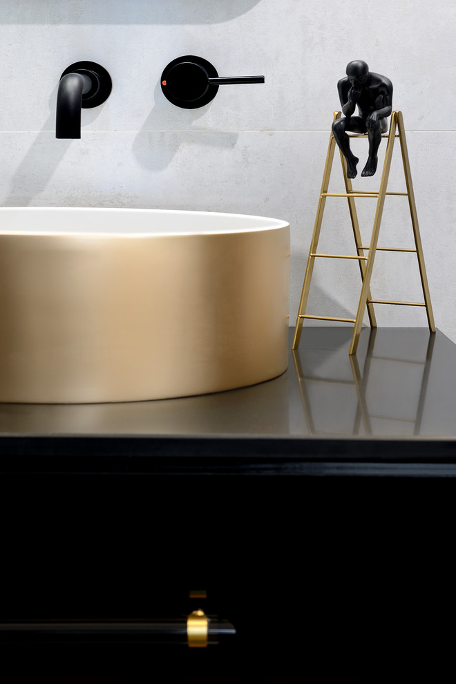 Close-up of Gold Sink in Powder Room - Modern - Bathroom - Toronto - by ...