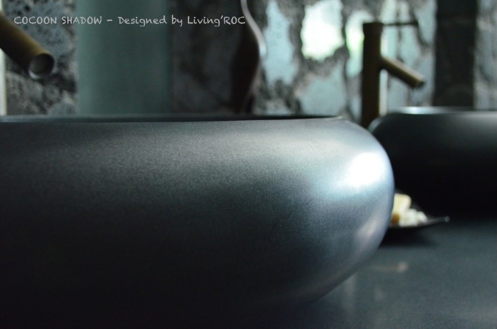 COCOON SHADOW 19"x15" BLACK GRANITE BATHROOM VESSEL SINK - Craftsman ...