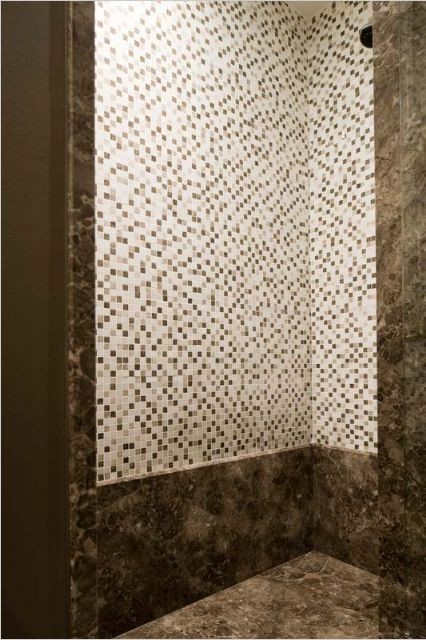 Combination of Brown Marble & 2 x 2 mosaic Shower - Modern - Bathroom ...