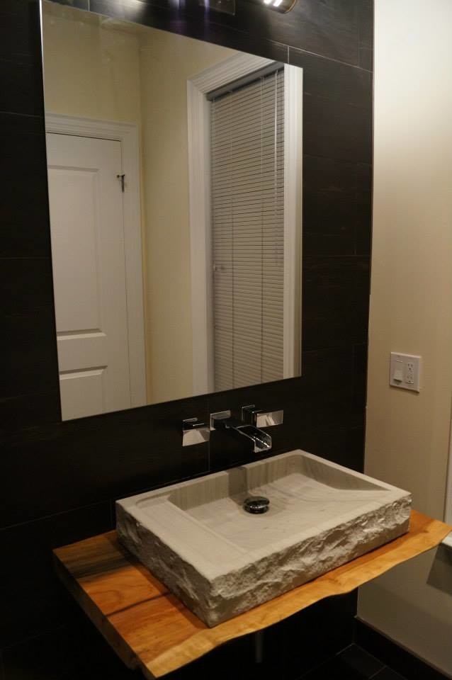 Contemporary Live Edge Wood & Concrete Sink - Bathroom - Toronto - by ...