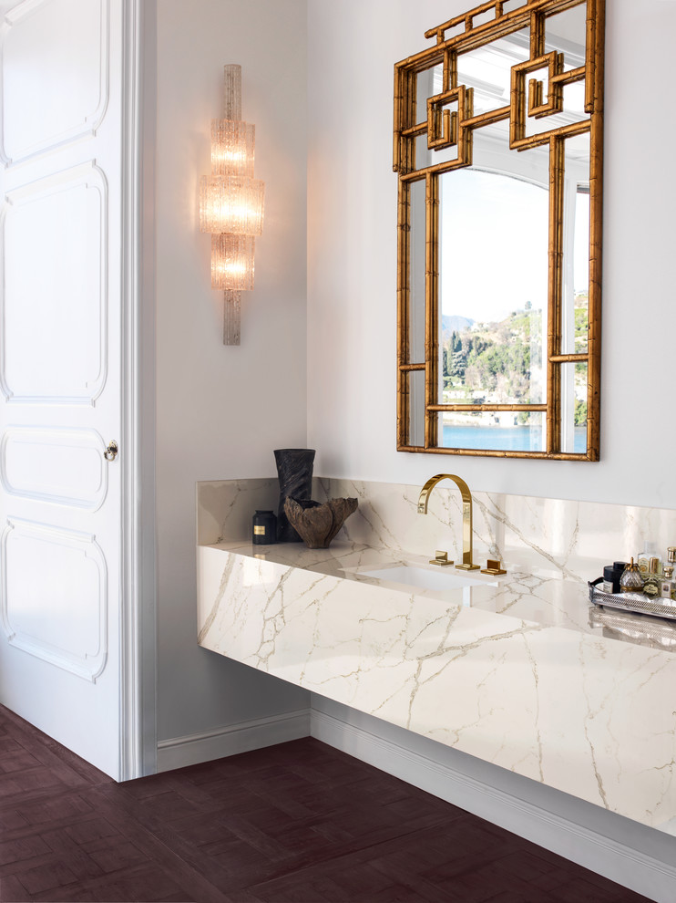 Corian® Quartz Valente Pearl - Midcentury - Bathroom - Wilmington - by ...