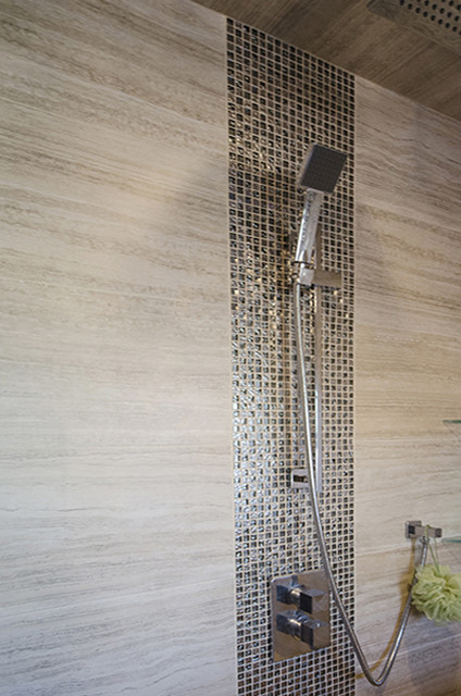 Create Height with Vertical Tile Columns - Contemporary - Bathroom ...
