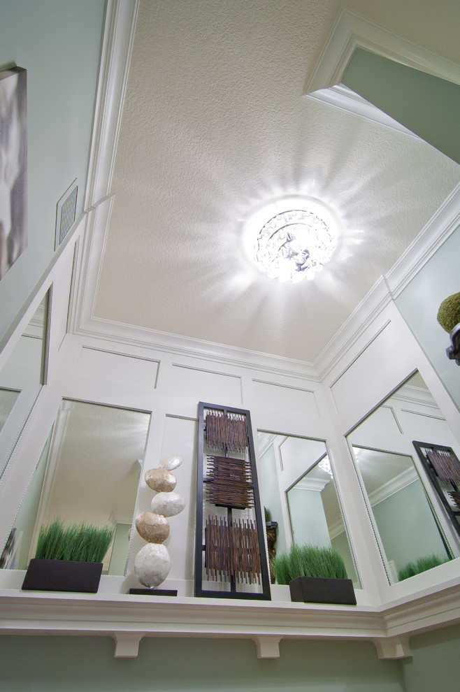 Crown moulding and mirror effect in tub surround - Transitional ...