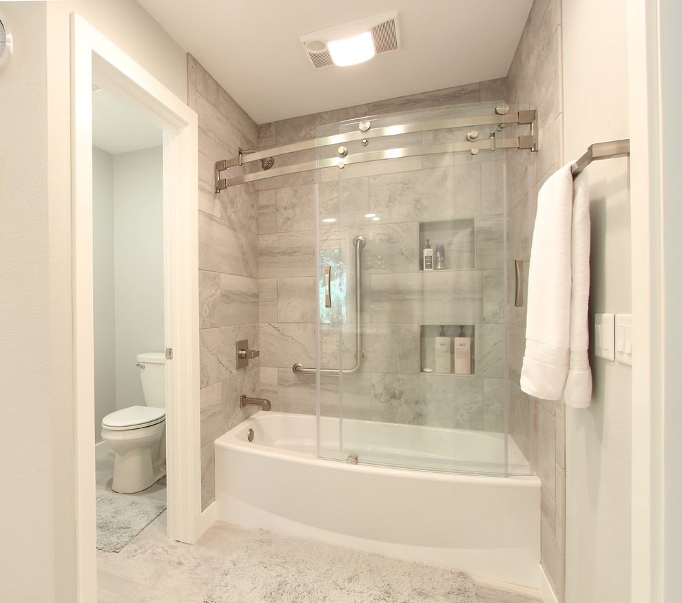 Curved Glass Sliding Shower Doors - Transitional - Bathroom - Other ...