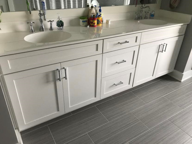 Custom Amish and Waypoint Cabinetry- Extra White and Custom Gray Color ...