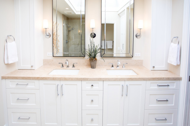 Custom bathroom vanities, coastal beach design white & cream ...