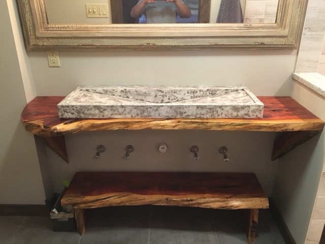 Custom Concrete Double Ramp sink with texture - Eclectic - Bathroom ...
