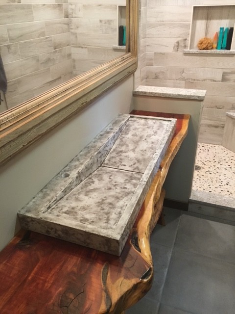 Custom Concrete Double Ramp sink with texture - Eclectic - Bathroom ...