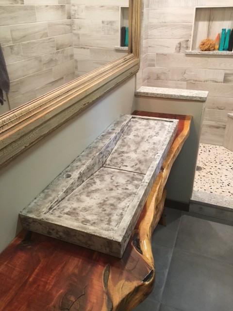 Custom Concrete Double Ramp sink with texture - Eclectic - Bathroom ...