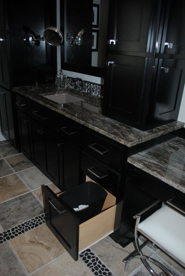 Custom Java Cabinets with Linen Storage, Trash Can Storage ...