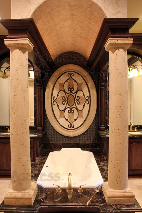 Dark Emperador Marble - Traditional - Bathroom - Houston - by Ageless Stoneworks | Houzz