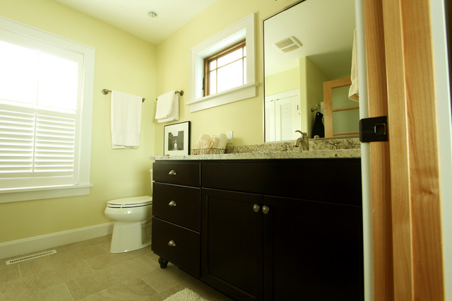 Dark Maple Vanity with Feet Looks like Furniture - Transitional ...