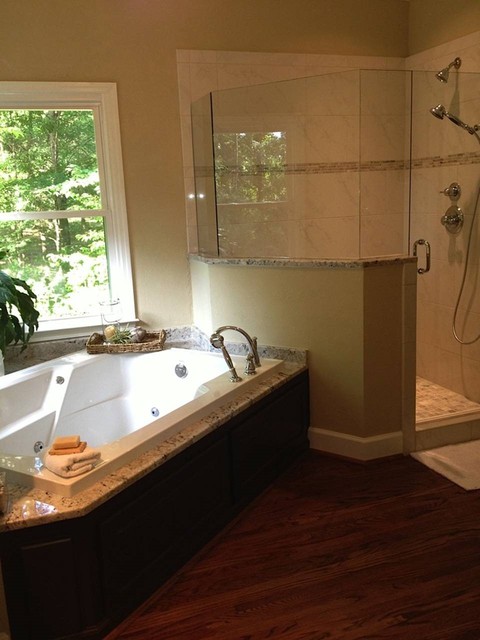 Delicatus White Granite Shower Surround - Traditional - Bathroom ...