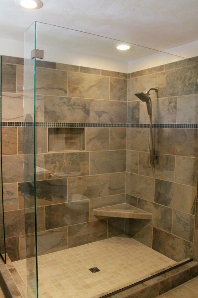 Delta Faucet In2ition Shower Head, Mosaic Tile Company Slate Green Tile ...