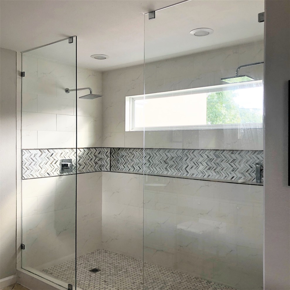 Double Walk-In Shower - Transitional - Bathroom - Houston - by Hestia ...