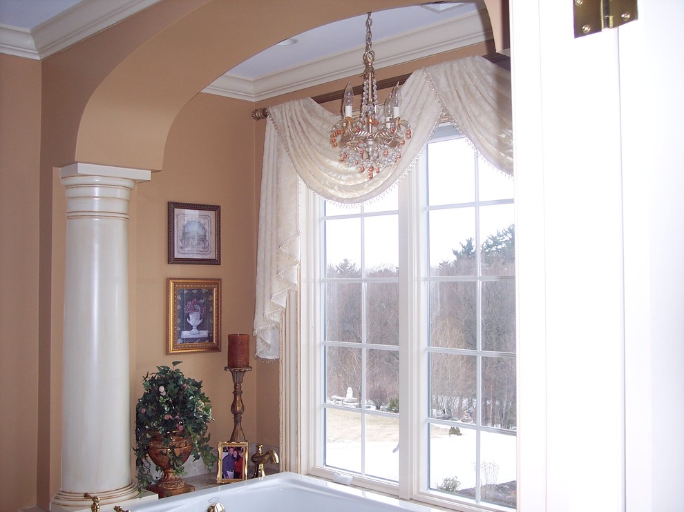 Draped Swags over Decorative Pole - Traditional - Bathroom - Boston ...