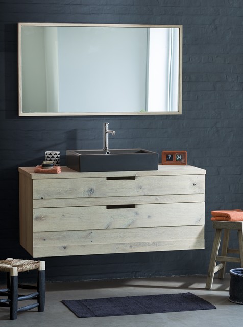ECOLODGE by Line Art Solid Oak Floating Vanity - Contemporary ...