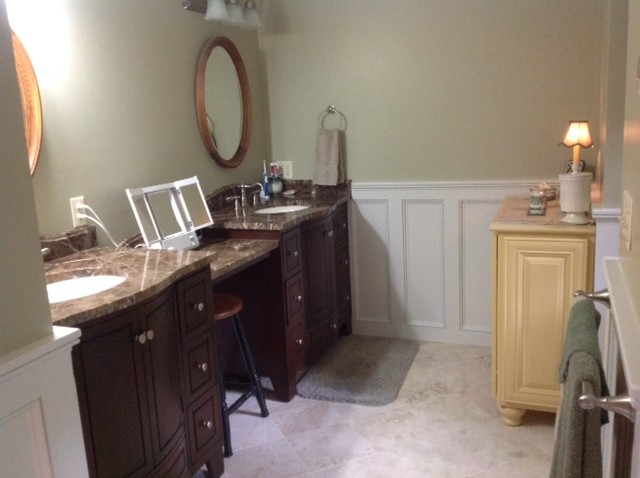 Emerador Dark with Ogee Edge on Backsplash - Traditional - Bathroom ...