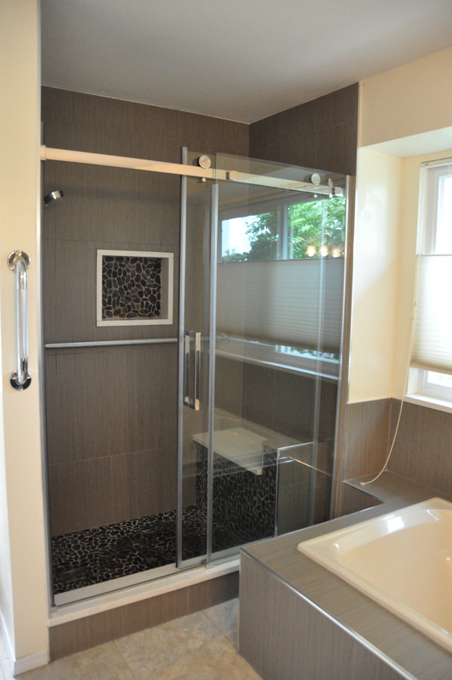 Espresso Vanity and Olive Bamboo Tiles - North Delta Bathroom ...