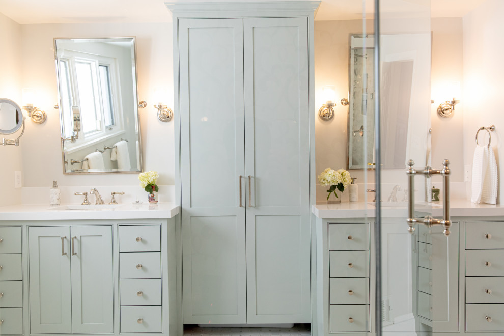 Eton Master Bath Remodel with Built-In Washer Dryer Custom Cabinet in Towson - Transitional ...