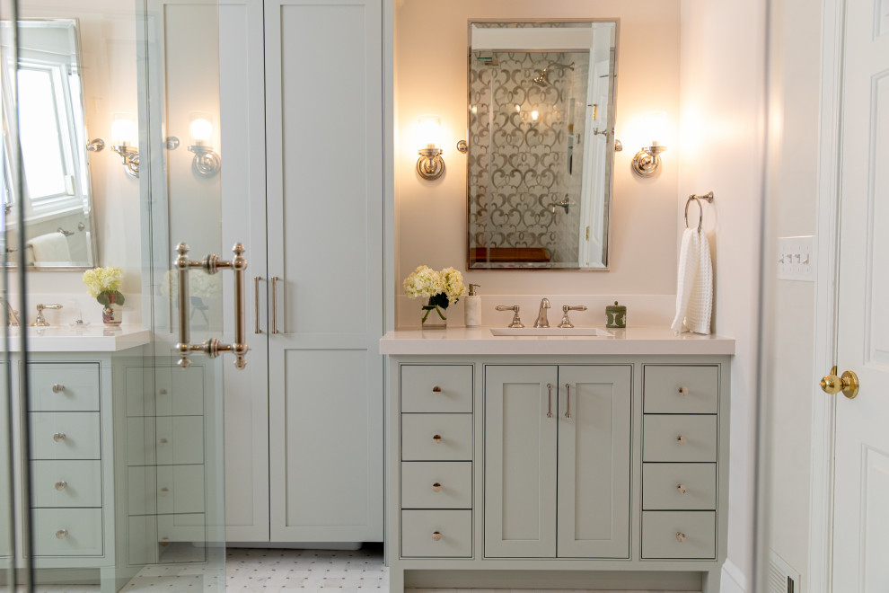 Eton Master Bath Remodel with Built-In Washer Dryer Custom Cabinet in Towson - Transitional ...