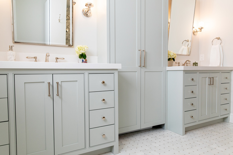 Eton Master Bath Remodel with Built-In Washer Dryer Custom Cabinet in Towson - Transitional ...