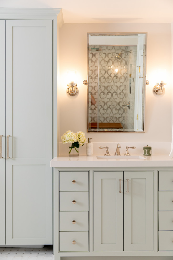 Eton Master Bath Remodel with Built-In Washer Dryer Custom Cabinet in Towson - Transitional ...